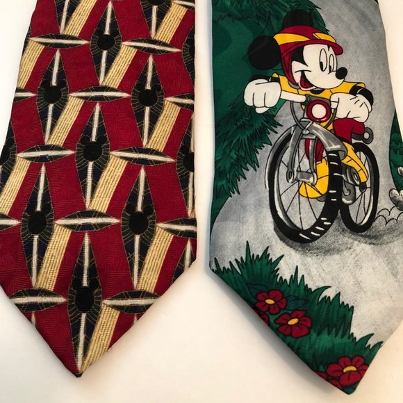 Disney | Accessories | 2 Mickey Mouse Walt Disney Ties Geometric ...